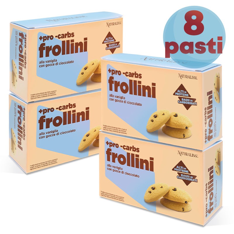 BISCOTTI PROTEICI - FROLLINI CON GOCCE DI CIOCCOLATO - 8 PASTI - BASSI ...